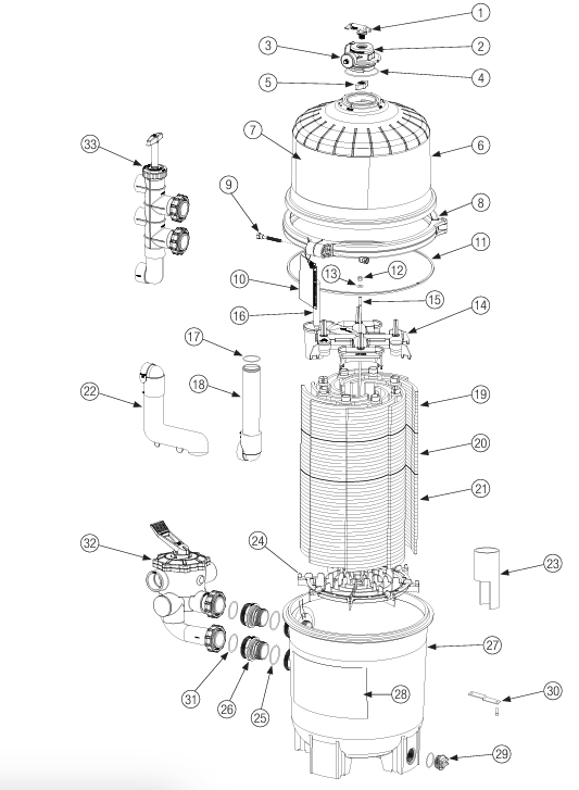 Parts List: Hayward 36 Sq. Ft. Pro-Grid D.E. Filter