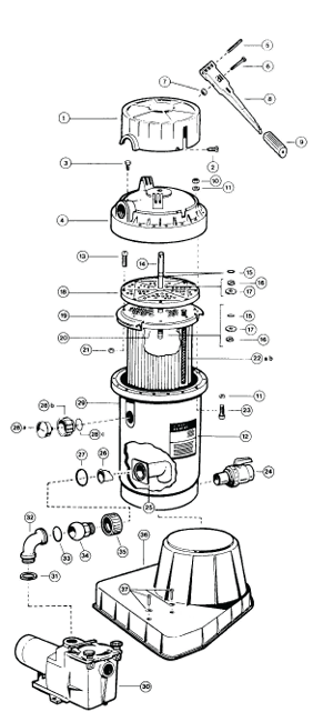 Parts List: Hayward 27 Sq. Ft. Perflex Modular D.E. Filter (EC65A Seri