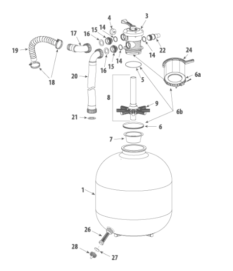 Parts List: Waterway Carefree Top-Mount 19" Sand Filter
