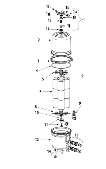 Parts List: Waterway Crystal Water - 525 sq. ft. Cartridge Filter