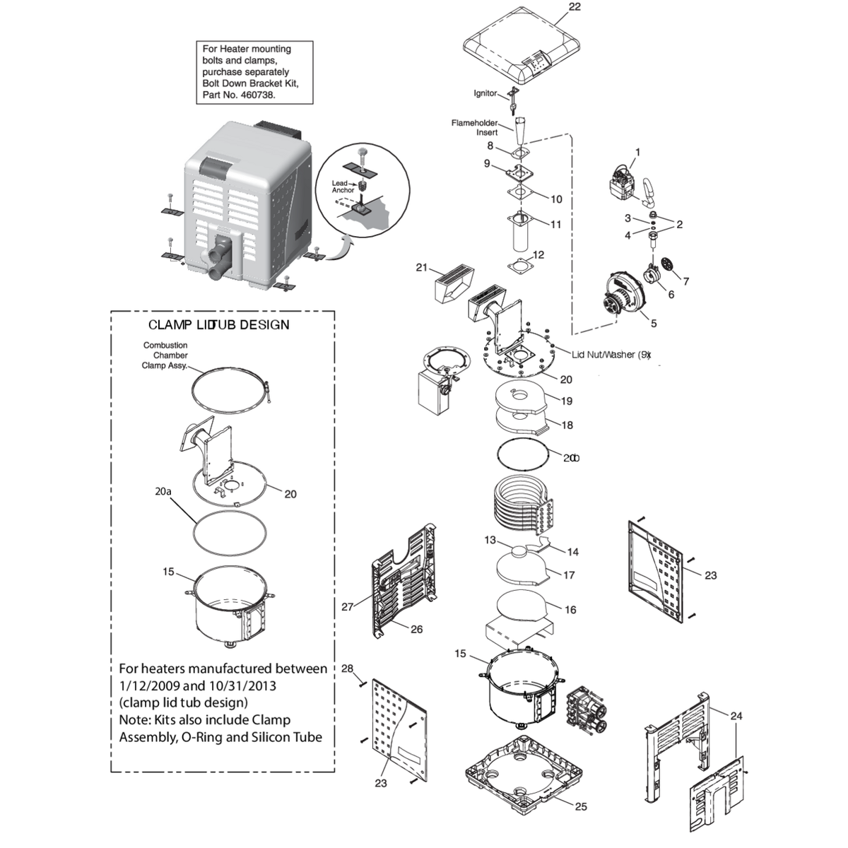 Parts List: Pentair MasterTemp 125 High Performance Pool and Spa Heate