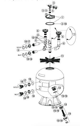 Parts List: Jandy 30" JS Side Mount Sand Filter