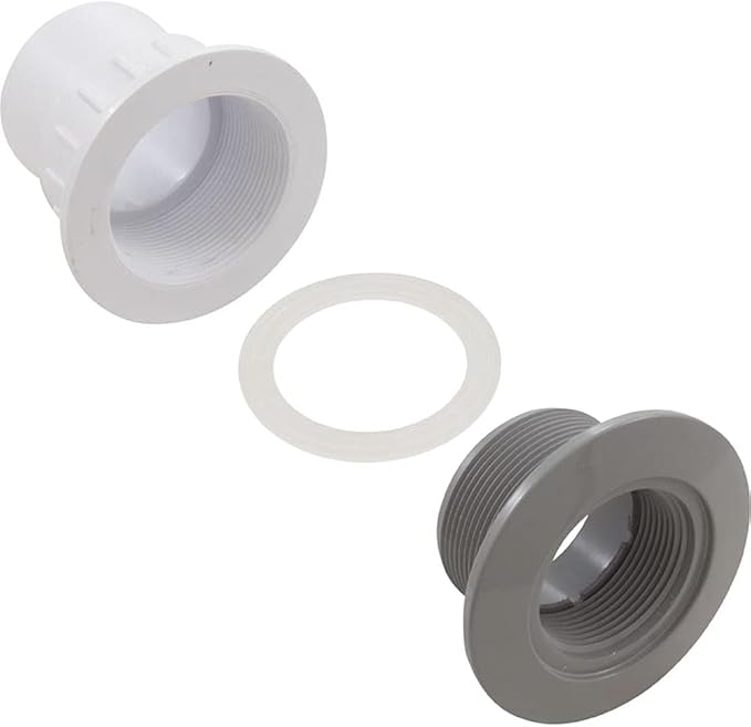 1-1/2" Socket x 2" Spigot Gray Fiberglass Wall Fitting with Nut and Ga