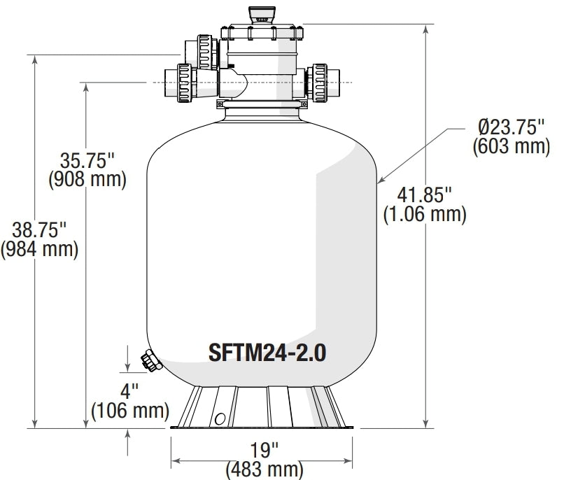 Jandy 24" SFTM Top Mount Sand Filter with 2" Valve | SFTM24-2.0 ...