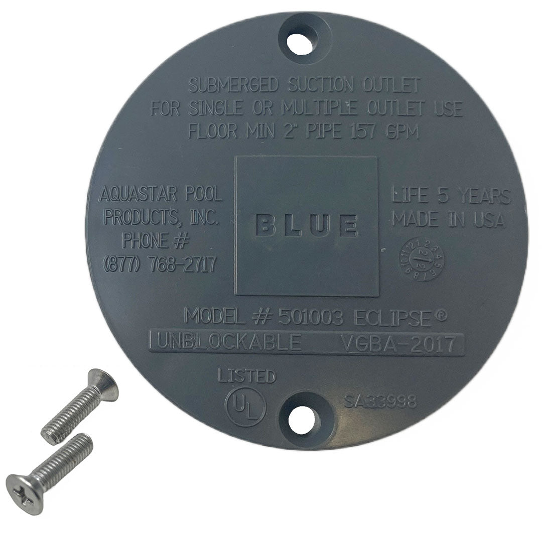Blue Square Gray Eclipse Drain Center Logo Cap – ePoolSupply
