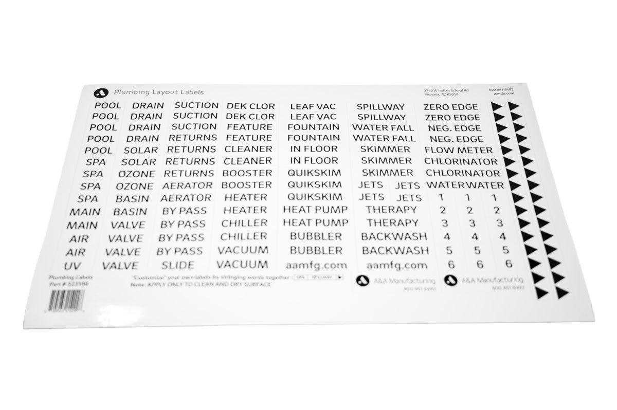 Plumbing Labels - Pentair In-Floor(A&A) | 542583 – ePoolSupply